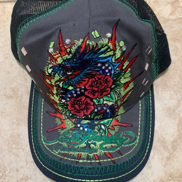 Ed Hardy | Accessories | Ed Hardy Black Cap With Dragon And Rose ...